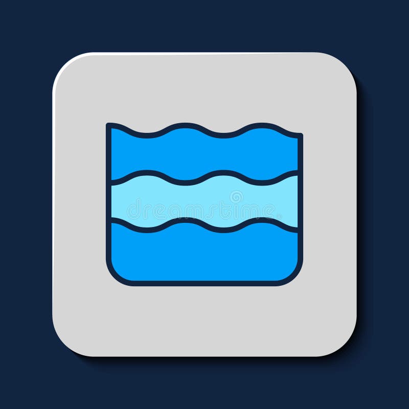 Filled Outline Wave Icon Isolated on Blue Background. Vector Stock ...