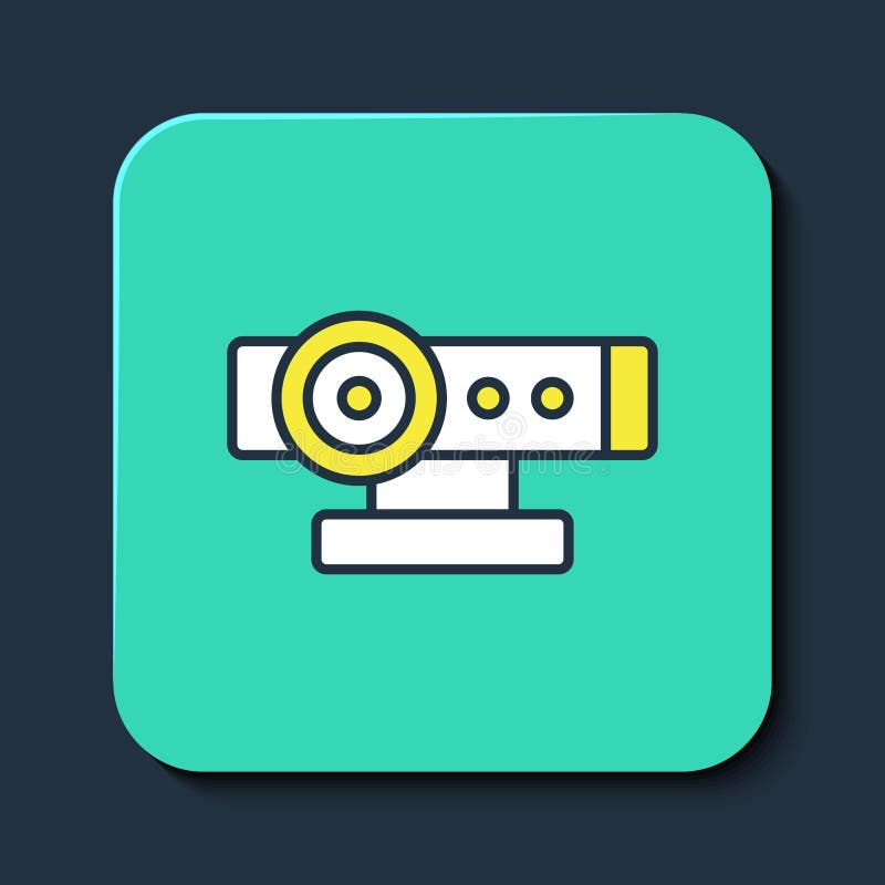 Filled Outline Web Camera Icon Isolated on Blue Background. Chat Camera ...