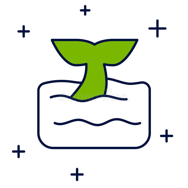 Filled Outline Whale Tail in Ocean Wave Icon Isolated on White ...