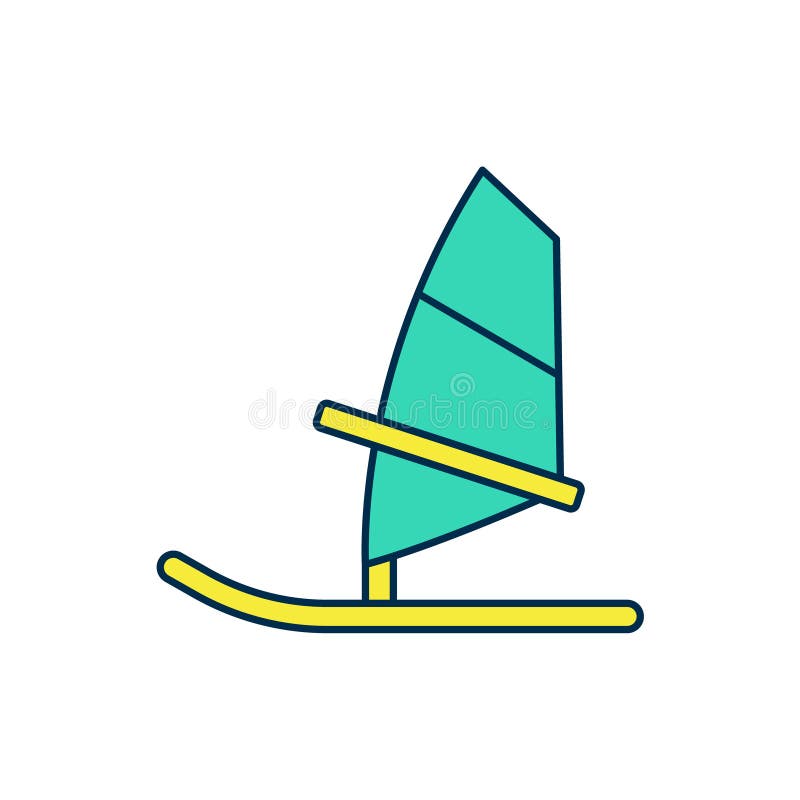 Filled Outline Windsurfing Icon Isolated on White Background. Vector ...