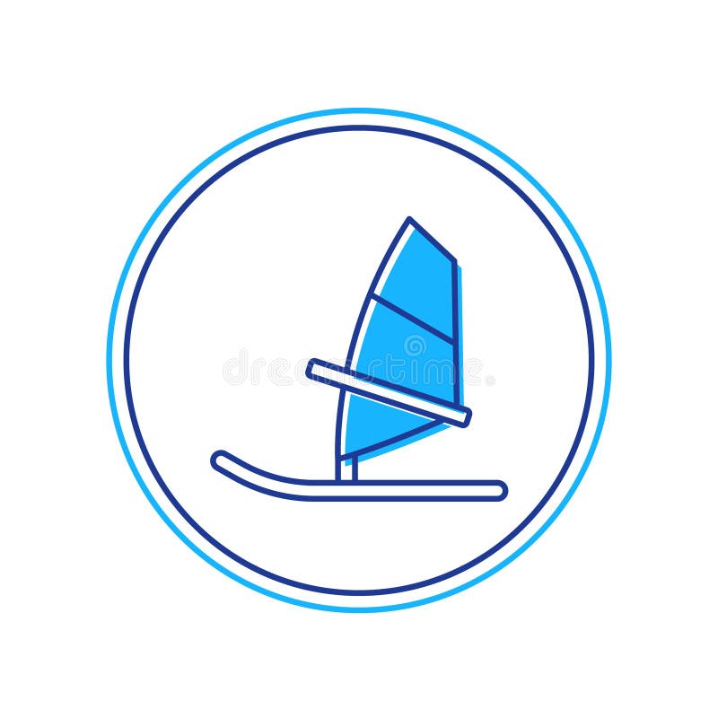 Filled Outline Windsurfing Icon Isolated on White Background. Vector ...