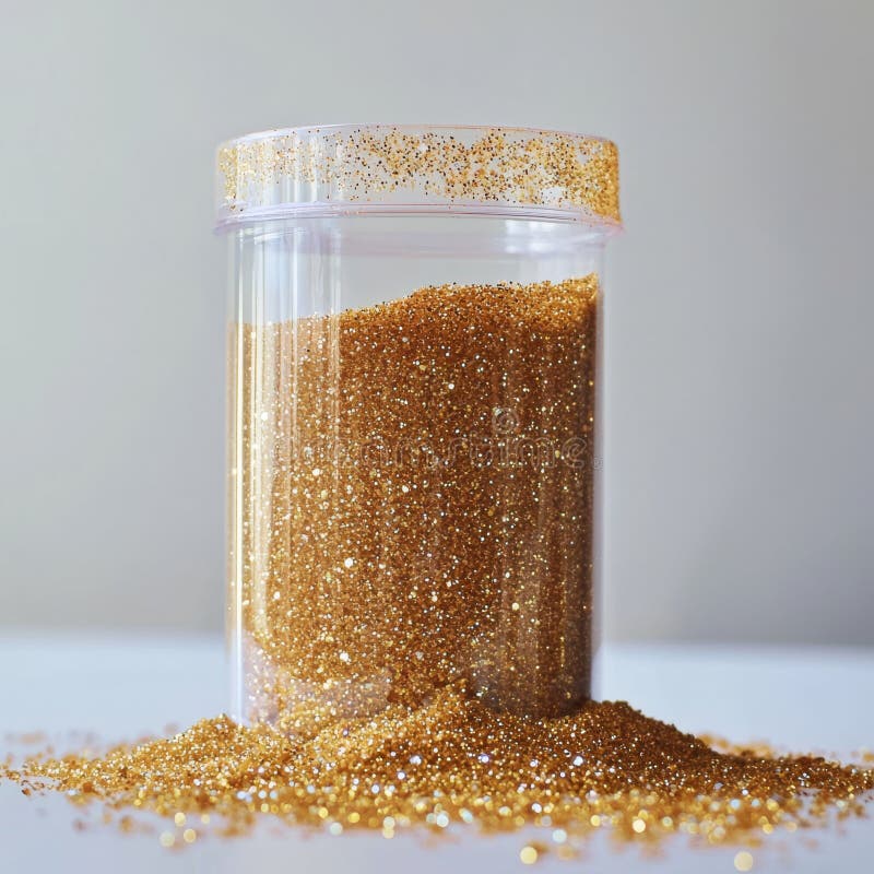 Filled with White Glitter, this Container is Clear Plastic Stock Photo ...