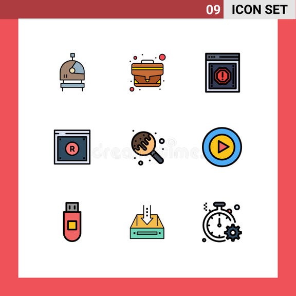 Filledline Flat Color Pack of 9 Universal Symbols of Candy, Law ...