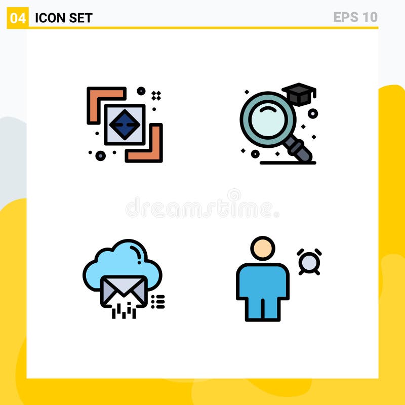 Filledline Flat Color Pack of 4 Universal Symbols of Difference, Email ...