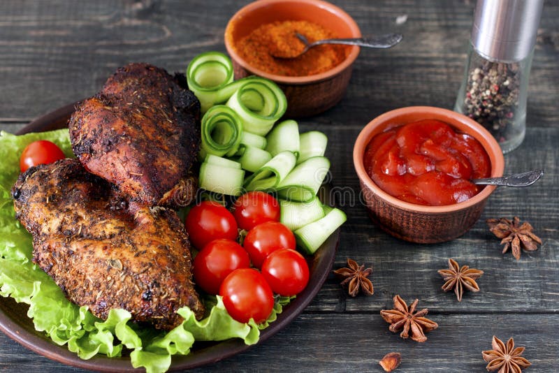 Cooked chicken fillet stock image. Image of cuisine - 115396887