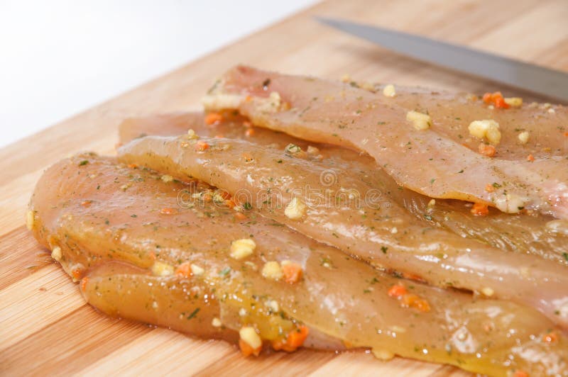 Fillet of Chicken White Meat on the Wooden Board Stock Image - Image of ...