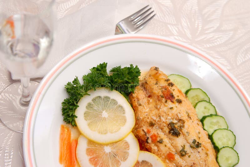 Fillet of Fish and Salad stock photo. Image of fish, grilled - 5861148