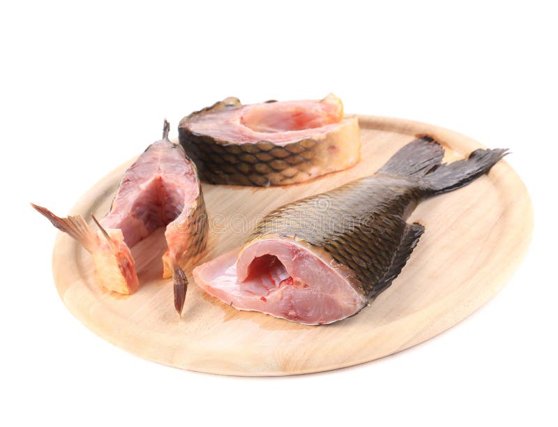 Fillet of Fresh Fish Carp on a Cutting Board. Stock Photo - Image of ...
