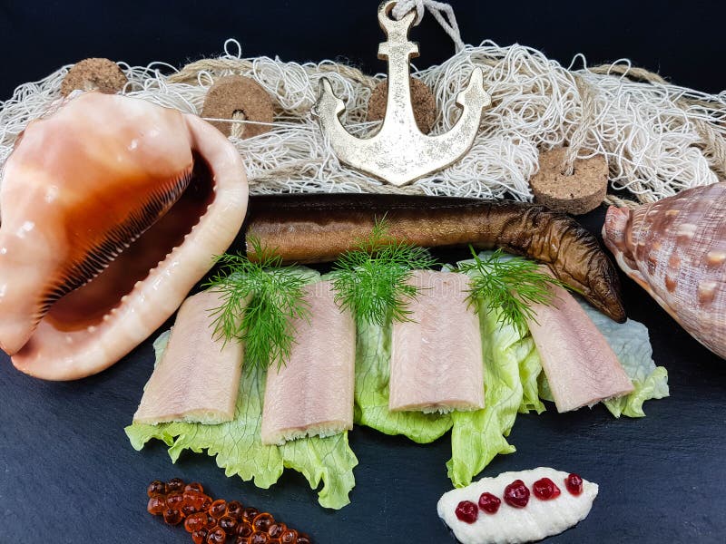 Smoked eel fillet stock image. Image of european, roll - 206496233