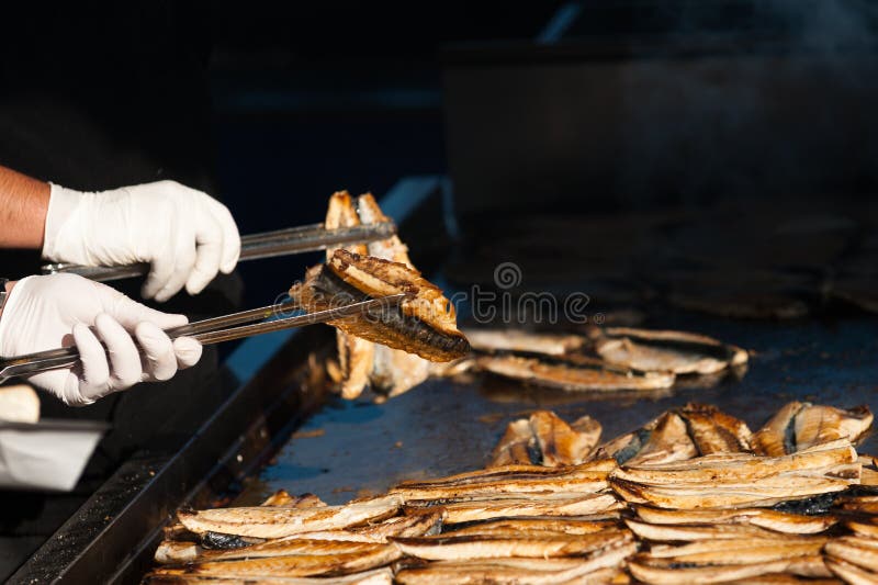 Fillet Grilled Bonito Fish Palamut on the Barbeque Stock Image - Image ...