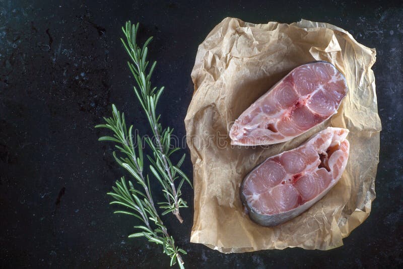 Fillet of Raw Fish and Ingredients for Cooking Stock Photo - Image of ...