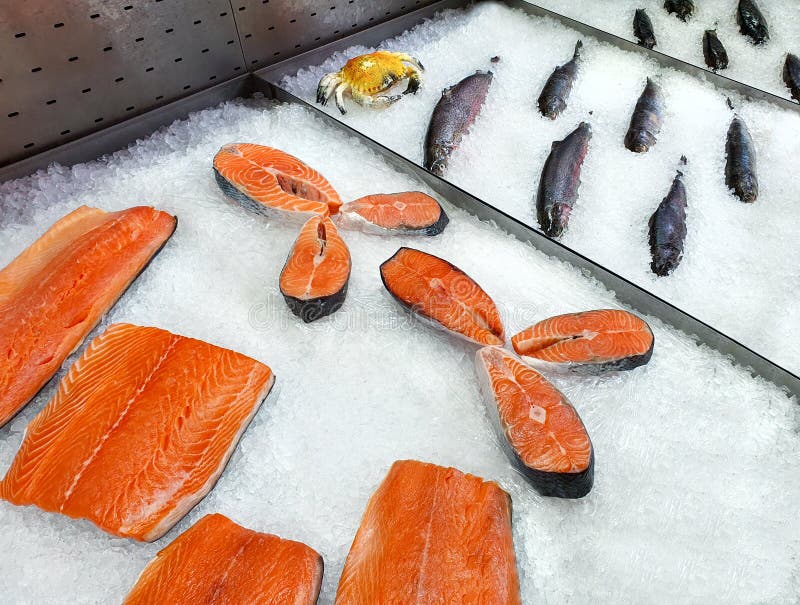 Fillet of Red Fish on the Counter of the Store Stock Image - Image of ...