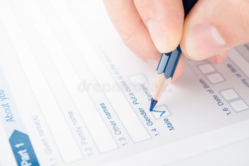 Filling Checkbox in a Questionnaire Stock Image - Image of performance ...