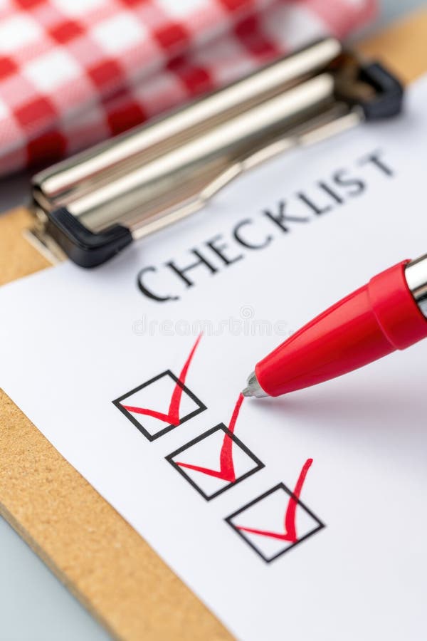 Filling Checklist on Clipboard with Red Pen, Business Concept Stock ...