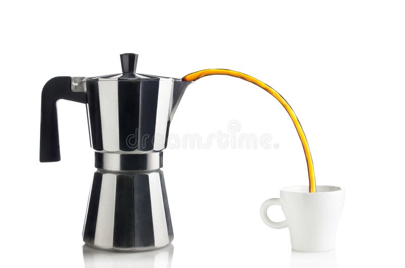 Filling a Cup of Coffee with an Coffee Maker Stock Image - Image of ...