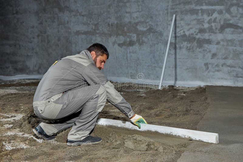 Filling the Floor with Concrete, Screed and Leveling the Floor by ...