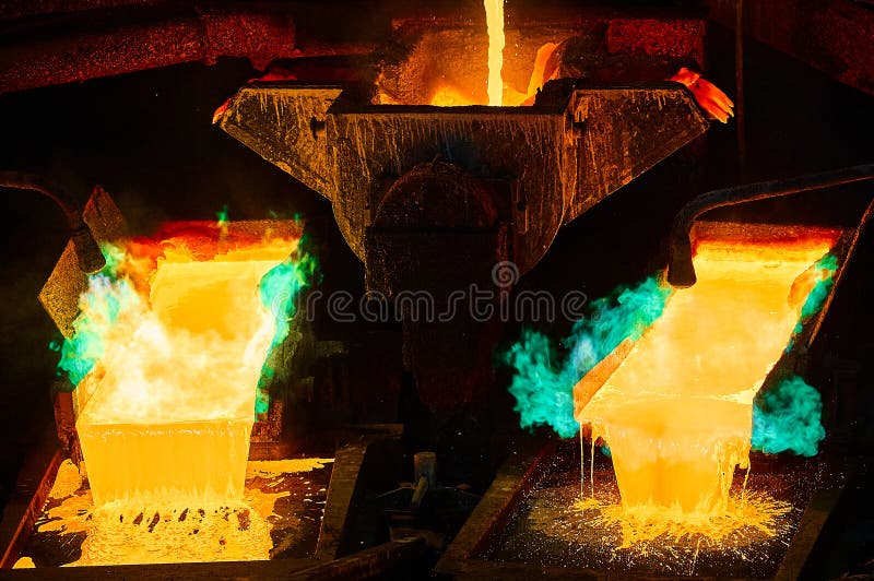 Filling Form with Copper for Anodes on Casting Wheel Stock Photo ...