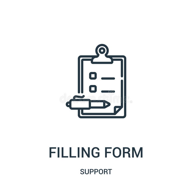 Filling Form Icon Vector from Support Collection. Thin Line Filling ...