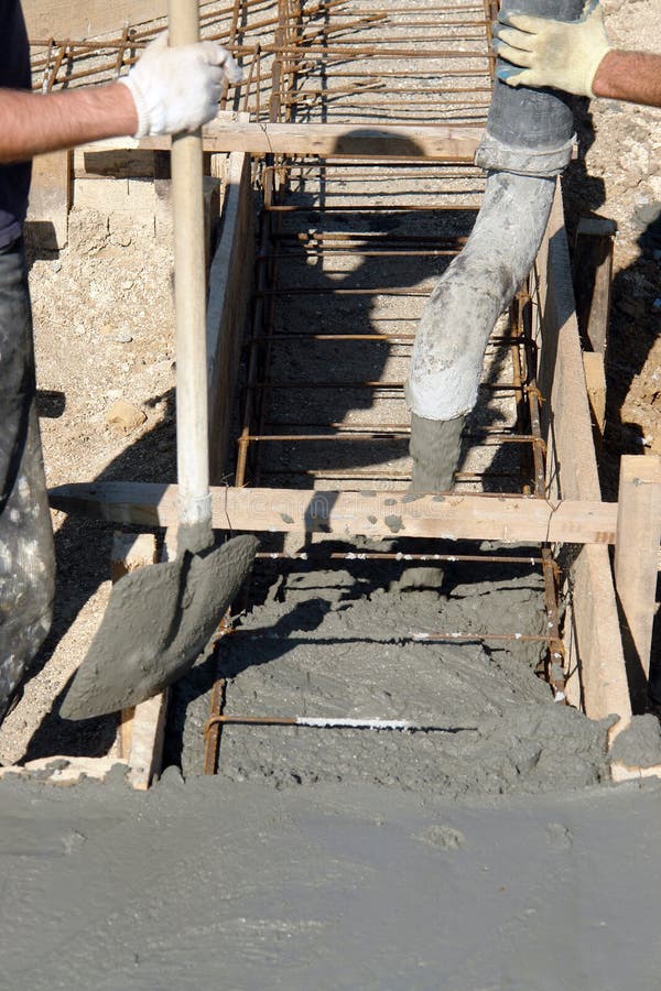 Filling Foundation with Concrete Mix Stock Image - Image of object ...