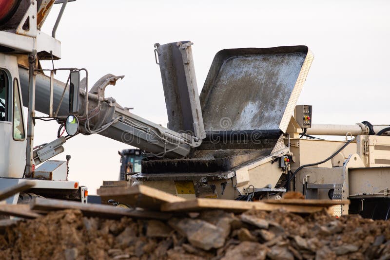 Filling the Foundation with Mortar Stock Photo - Image of activity ...