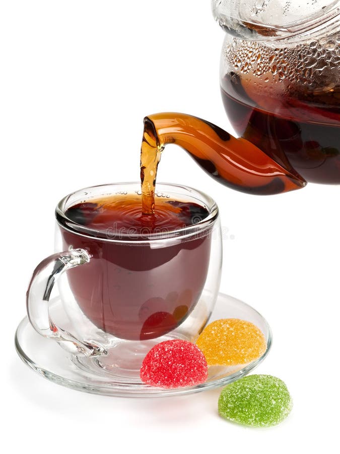 Filling of a Glass Cup by Tea Stock Photo - Image of candy, spoon: 53595932