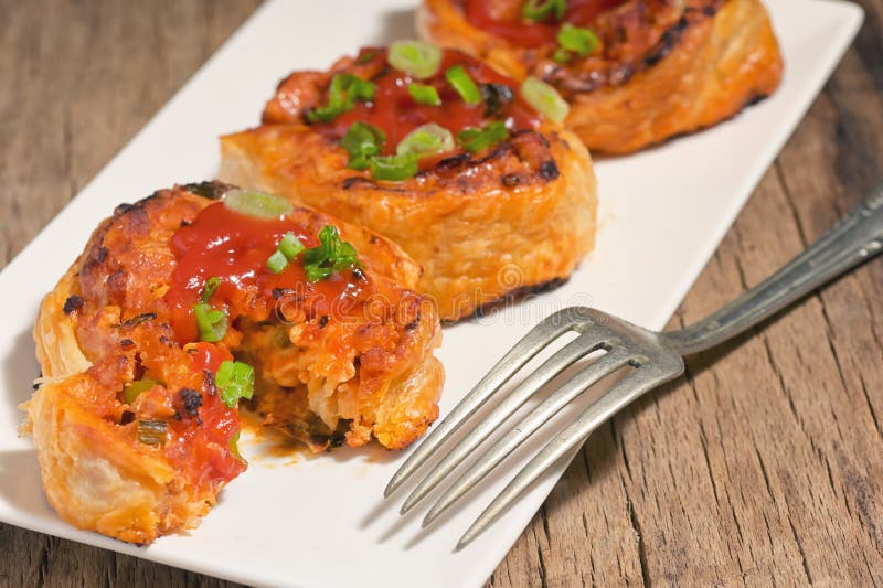 Filling Meat and Cheese Pastries Stock Photo - Image of tomato, sale ...