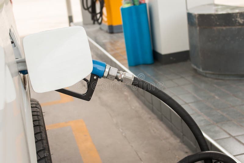 Filling Oil Gas Fuel at Station Stock Photo - Image of filling, barrel ...