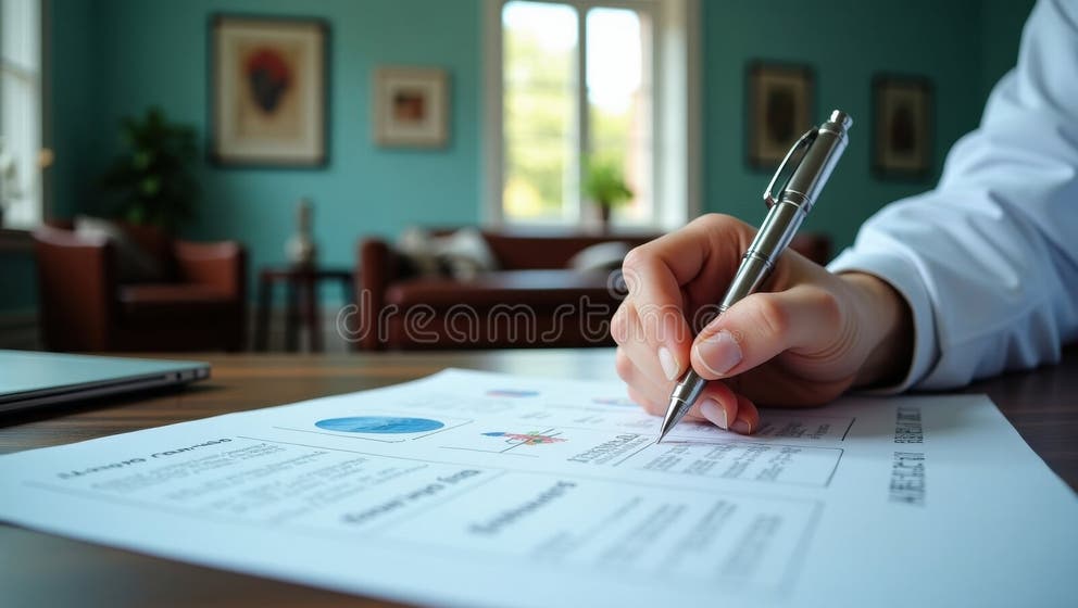 Filling Out a Form in Office Setting Stock Image - Image of signature ...