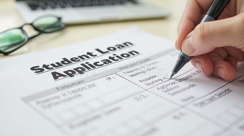 Filling Out a Student Loan Application Form with a Pen Stock ...