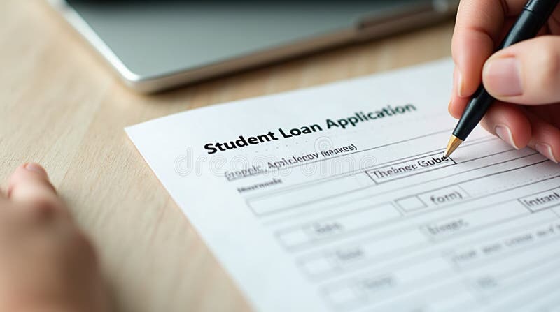 Filling Out a Student Loan Application Form with a Pen Stock ...