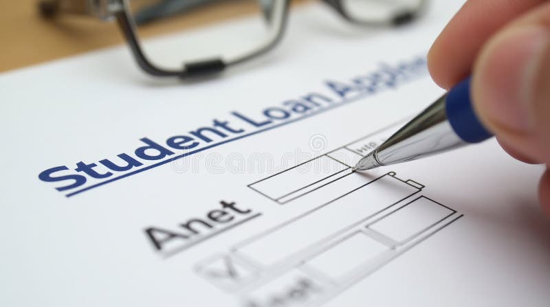 Filling Out a Student Loan Application Form with a Pen Stock ...