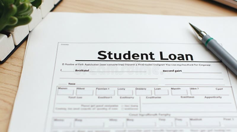 Filling Out a Student Loan Application Form with Pen Stock Illustration ...