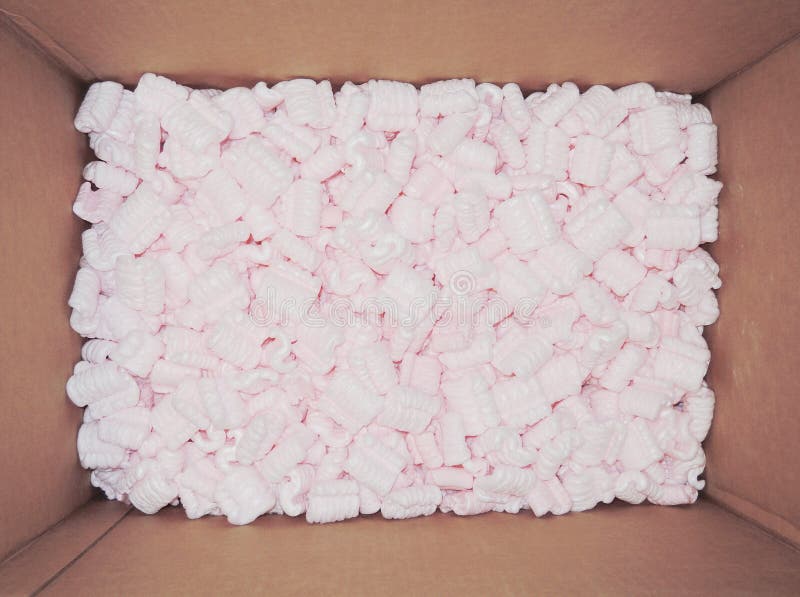An Open Box With Filling Material Inside Stock Photo - Image of parcel ...