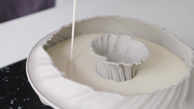 Filling the Pastry Baking Form with Vanilla Liquid Stock Video - Video ...