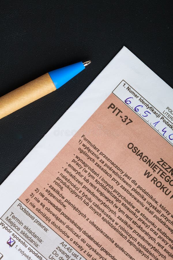 Filling in Polish Individual Tax Form PIT-37 for Year 2013 Stock Image ...
