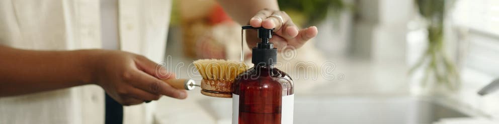 Filling Soap Dispenser with Eco-friendly Liquid Stock Photo - Image of ...