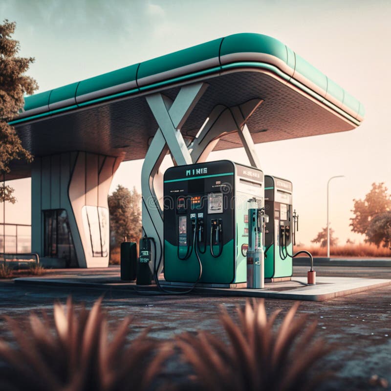 Filling Station for E-mobility Cars, Generative AI Stock Illustration ...