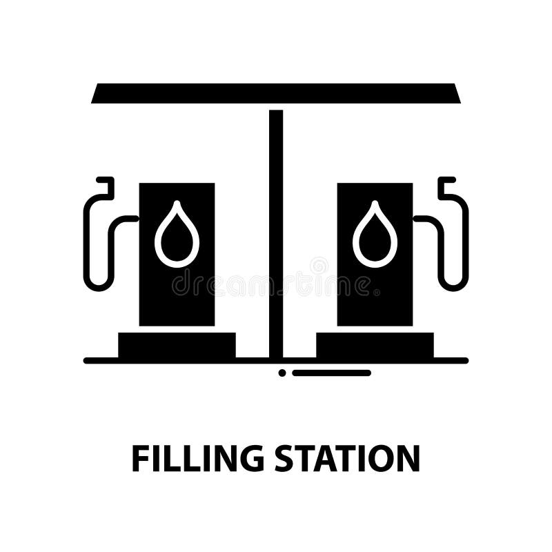 Filling Station Symbol Icon, Black Vector Sign with Editable Strokes ...