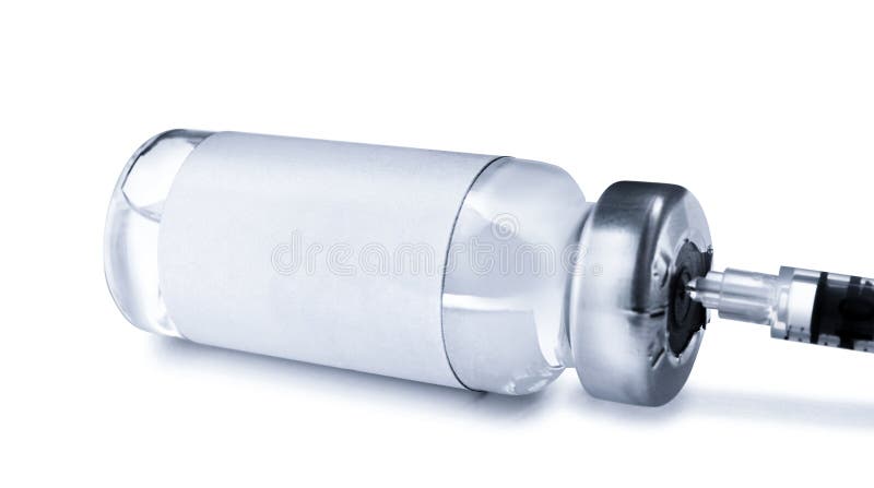 Filling Syringe with Medication from Vial Isolated on White Stock Photo ...