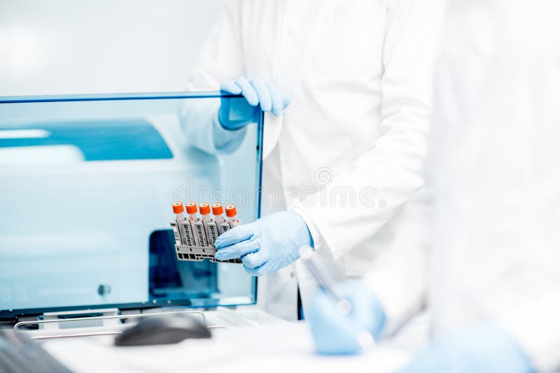 Filling Test Tubes into the Analyzer Machine Stock Image - Image of ...