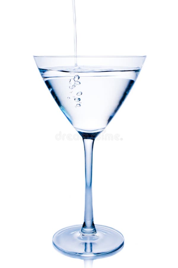 Filling a Blue Glass with Pure Water and Bubbles Stock Photo - Image of ...