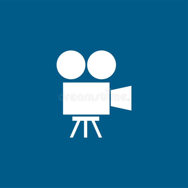 Film Camera Icon on Blue Background. Blue Flat Style Vector ...