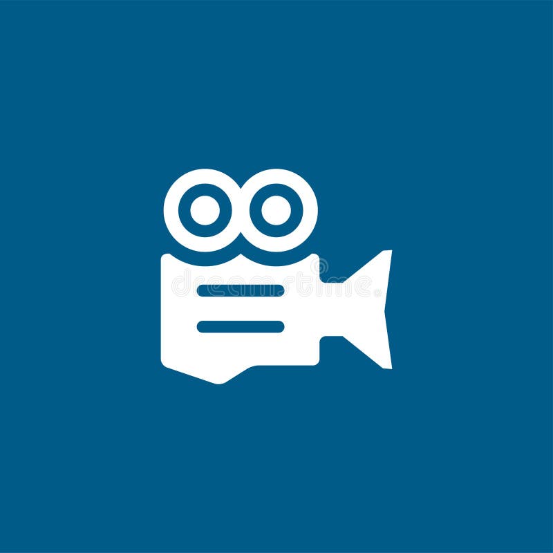 Film Camera Icon on Blue Background. Blue Flat Style Vector ...