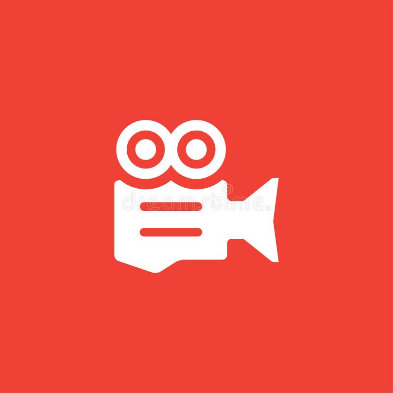 Film Camera Line Red Icon on White Background. Red Flat Style Vector ...