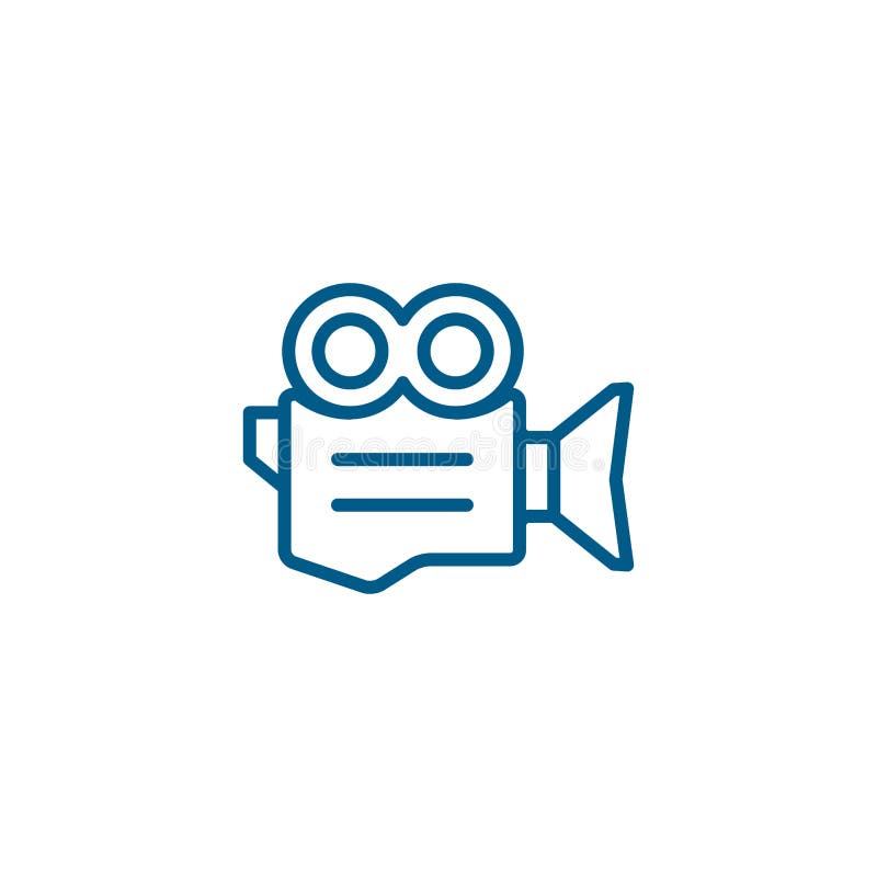 Film Camera Line Blue Icon on White Background. Blue Flat Style Vector ...