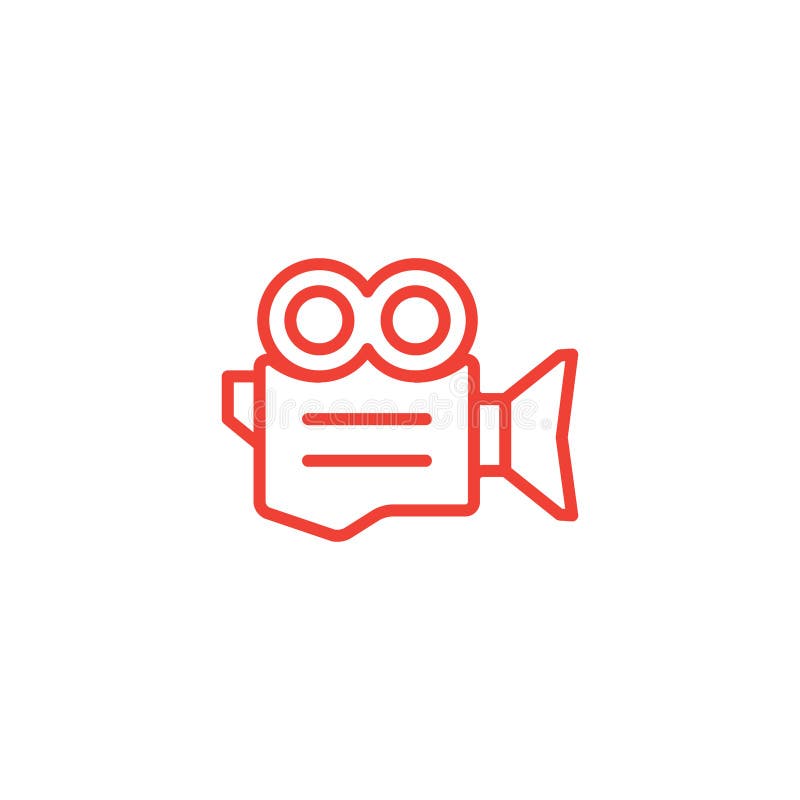 Film Camera Line Red Icon on White Background. Red Flat Style Vector ...
