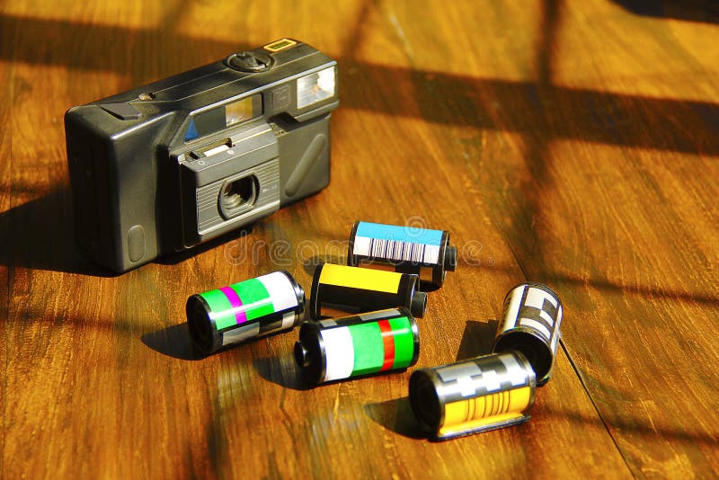 Film Camera with Camera Rolls Stock Photo - Image of blank, photograph ...