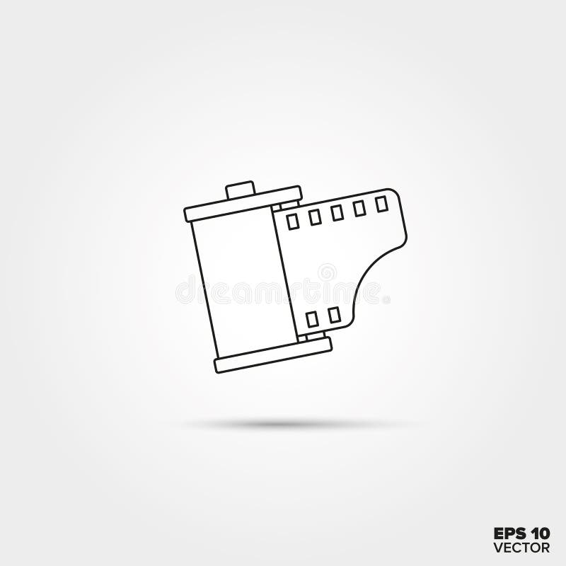 Film Can Line Icon stock vector. Illustration of black - 94369749