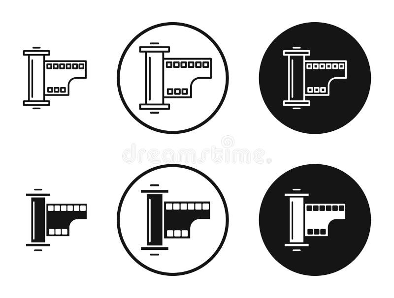 Film Canister Vector Icon Set in Black and White Outlines Stock Vector ...