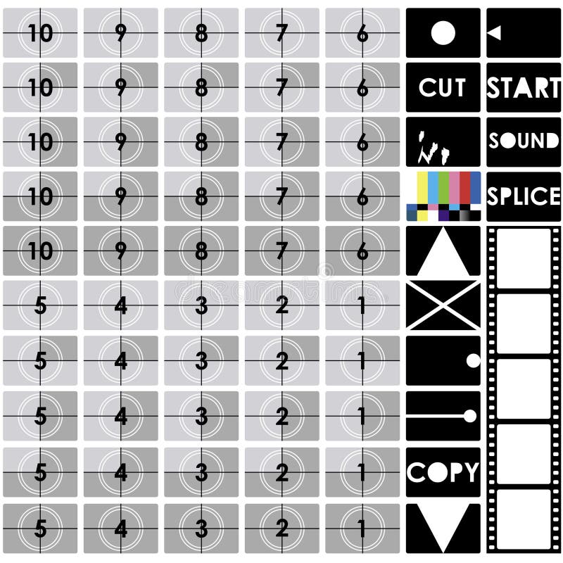 Film countdown at number 7 stock vector. Illustration of theater - 4301014